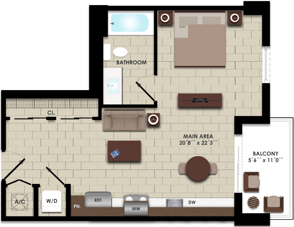 Floor Plans at Blu27 | Studio, 1 and 2 Bedroom Apartments in Edgewater ...